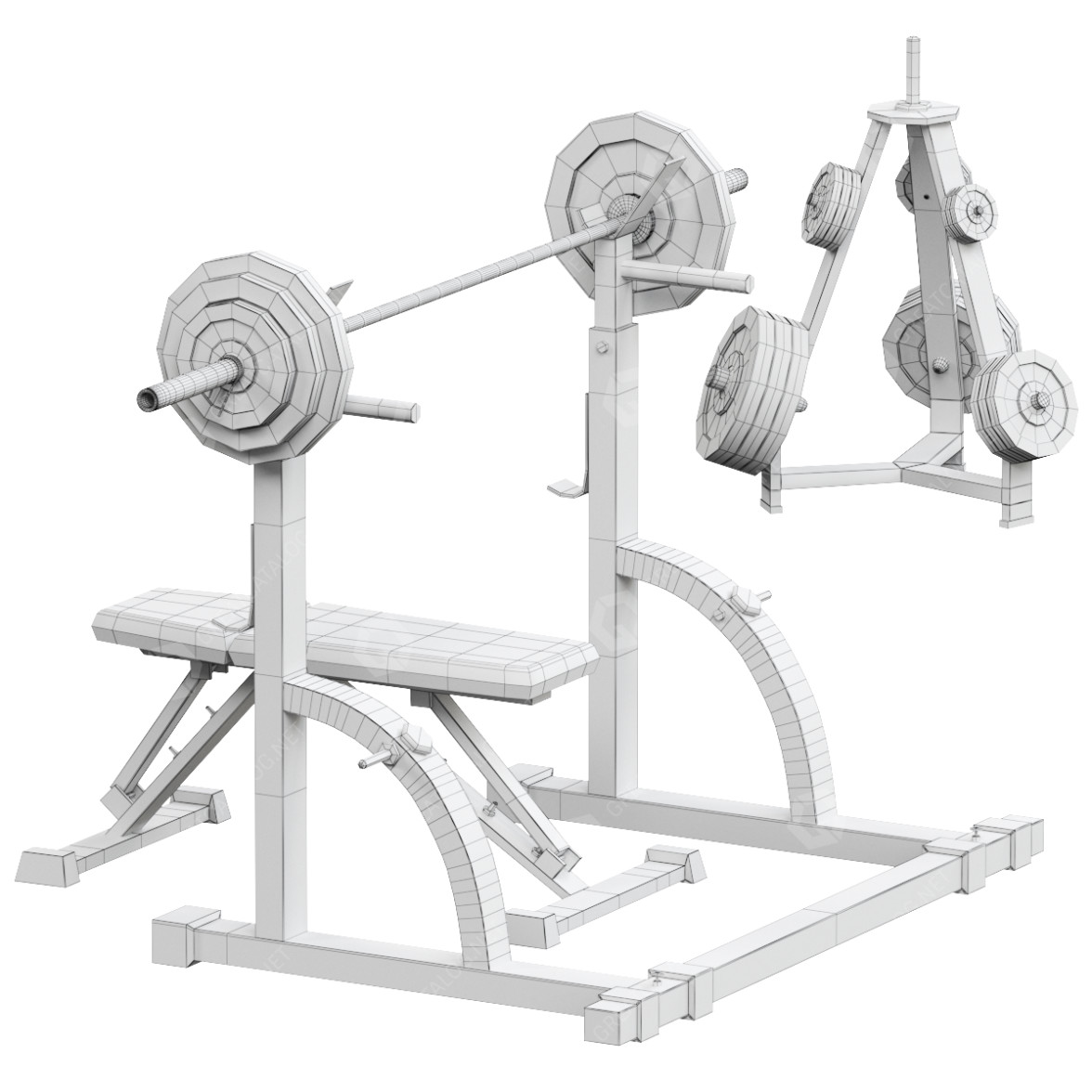 Sports Simulator Bench Press Barbell 3D model - GreatCatalog 10692