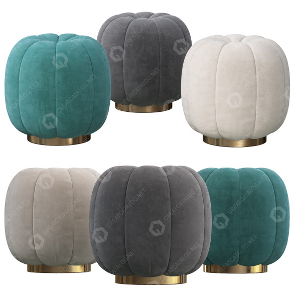 Pouf Soho Home Sofia Velvet Footstool 3D model - GreatCatalog 11067