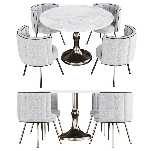 Table and Chairs Minotti Torii Dining 3D model - GreatCatalog 11763