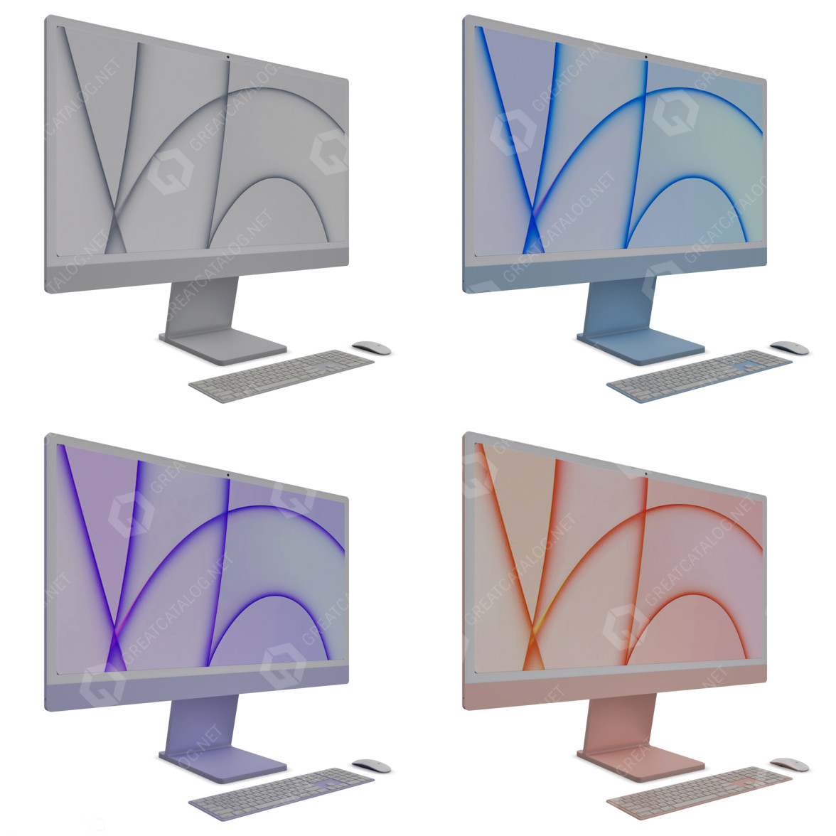 Computer Apple New iMac M1 All Colors 3D model - GreatCatalog 11934