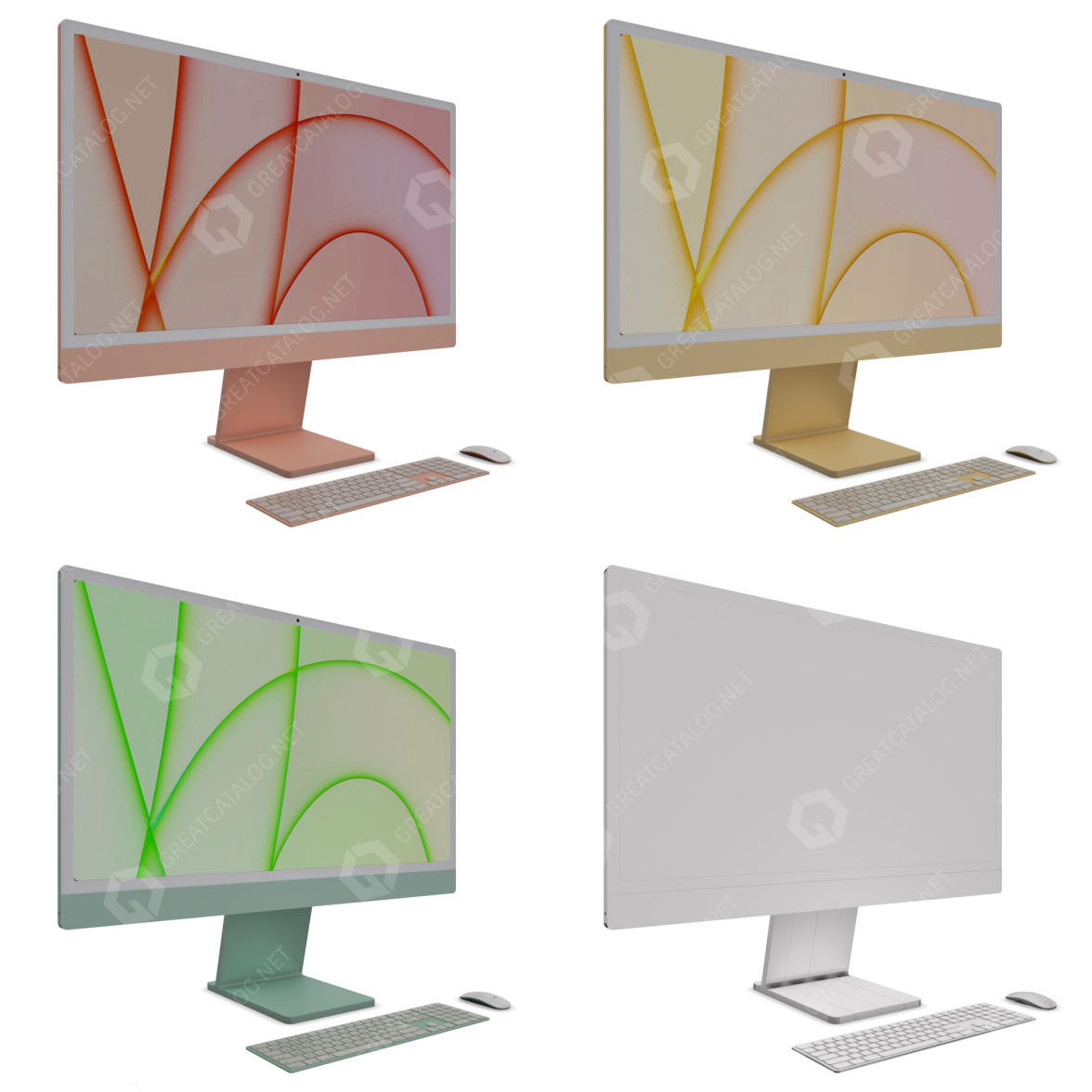 Computer Apple New iMac M1 All Colors 3D model - GreatCatalog 11934