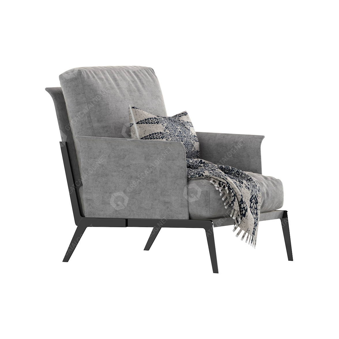 Armchair Flexform Happy Hour Gray 3D model - GreatCatalog 12015