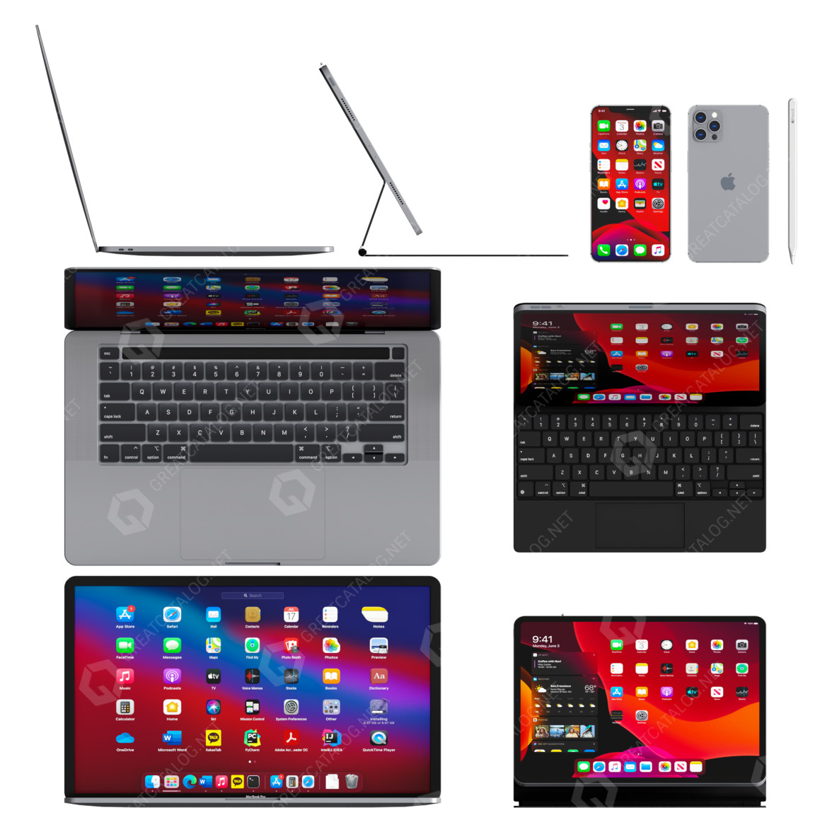 Laptop, Tablet and Phone Apple Set 02 3D model - GreatCatalog 12153