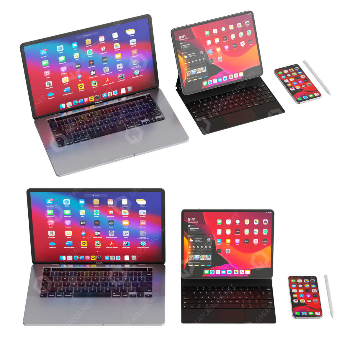 Laptop, Tablet and Phone Apple Set 02 3D model - GreatCatalog 12153