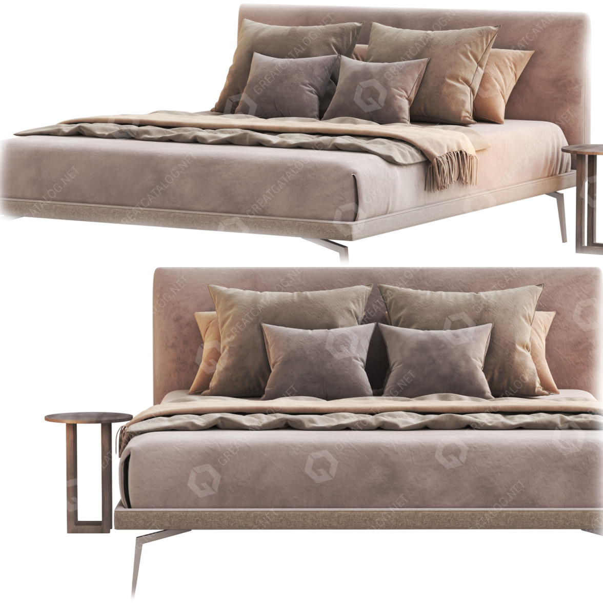 Bed and Bedside Tables Flexform Feel Good 3D model - GreatCatalog 12289