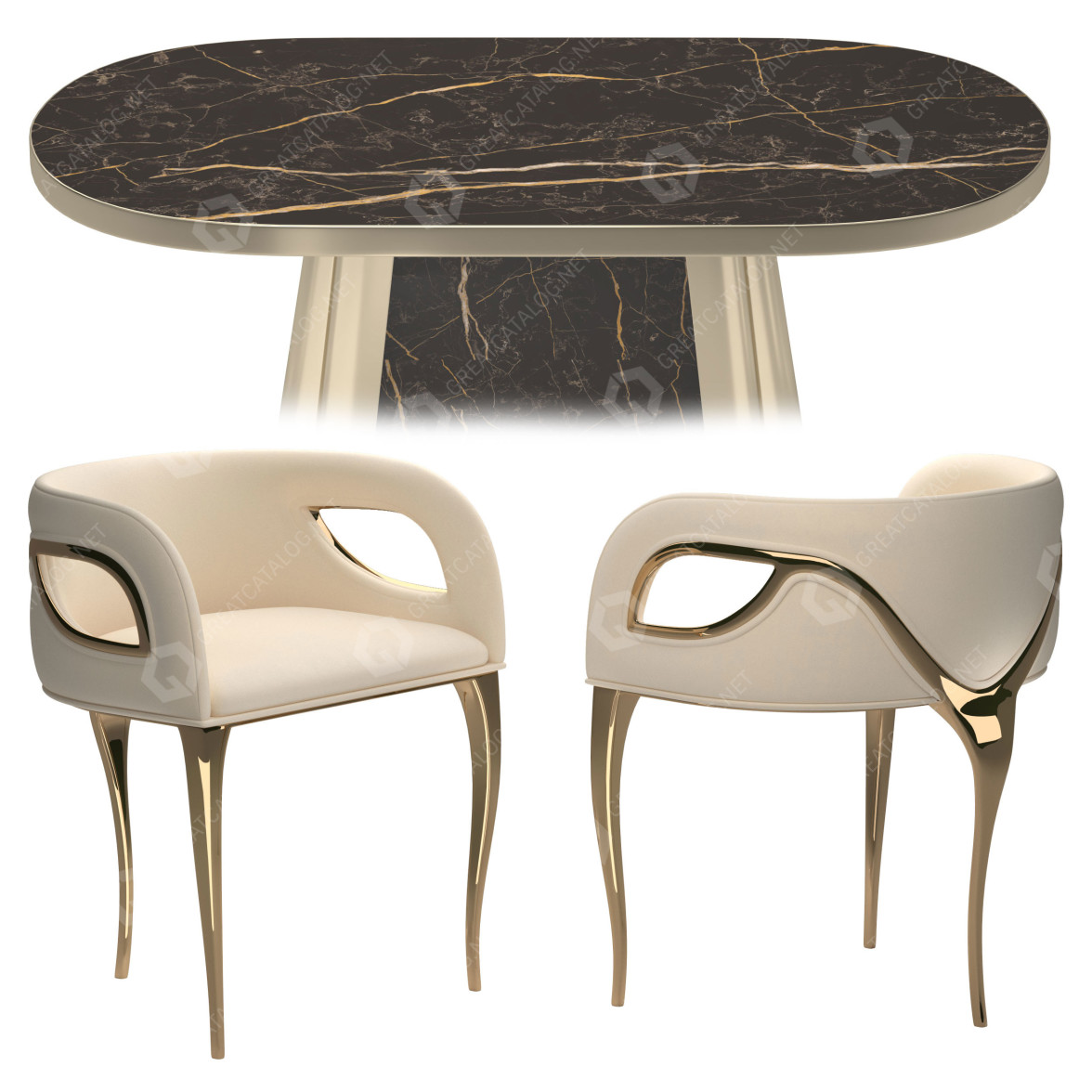 Table and Chairs Koket Chandra Decodiva 3D model - GreatCatalog 14679