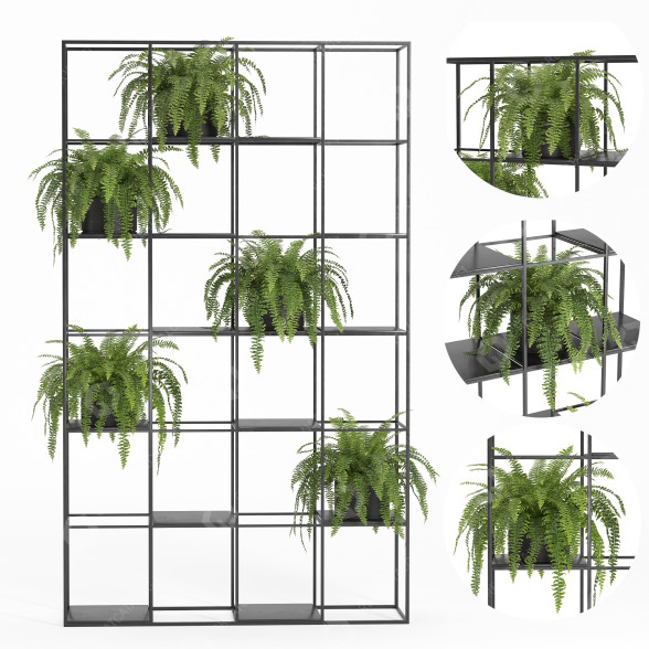 Rack and Flowerpots Indoor Plant Metal Stand 3D model - GreatCatalog 14980