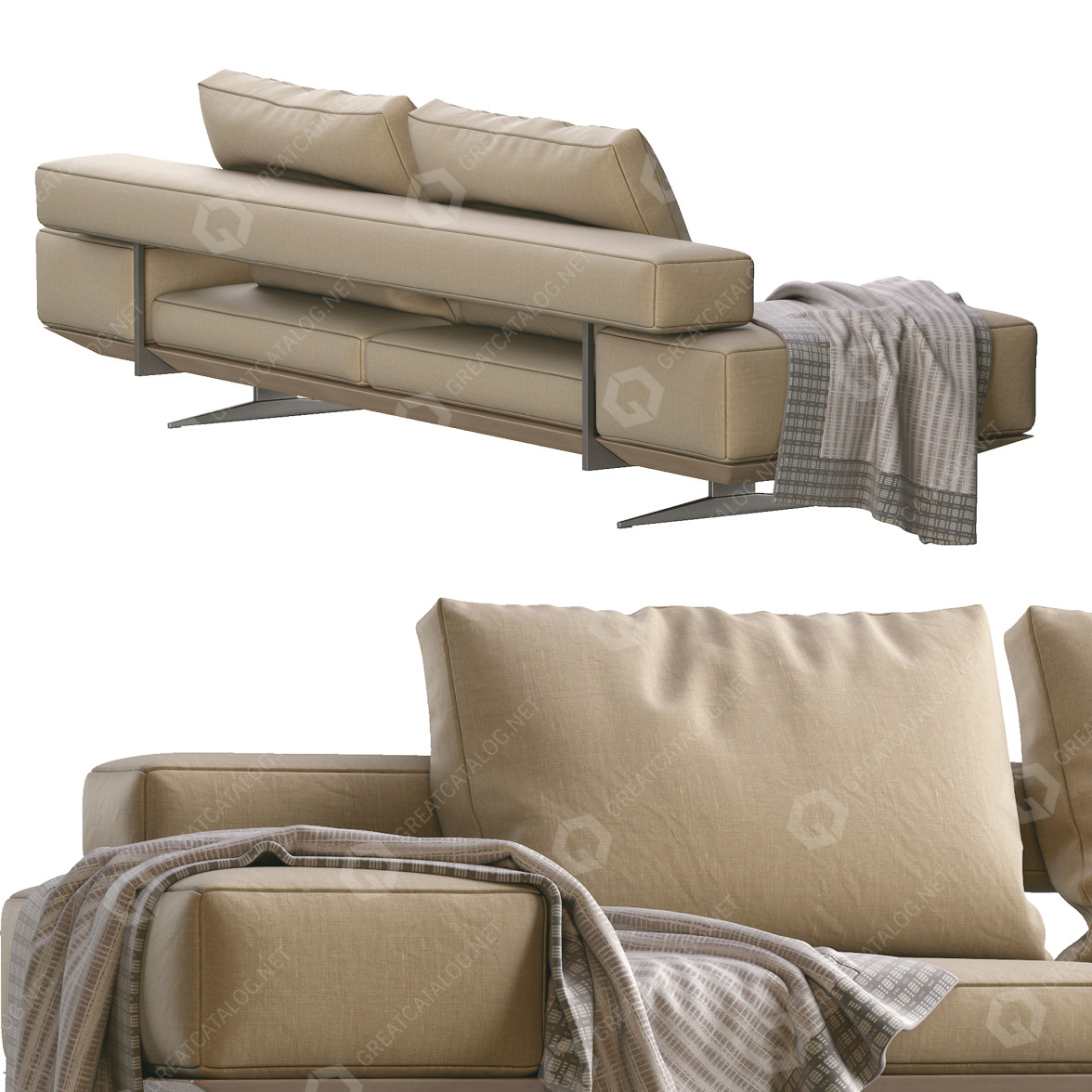 Sofa Flexform Wing Beige 3D model - GreatCatalog 15245