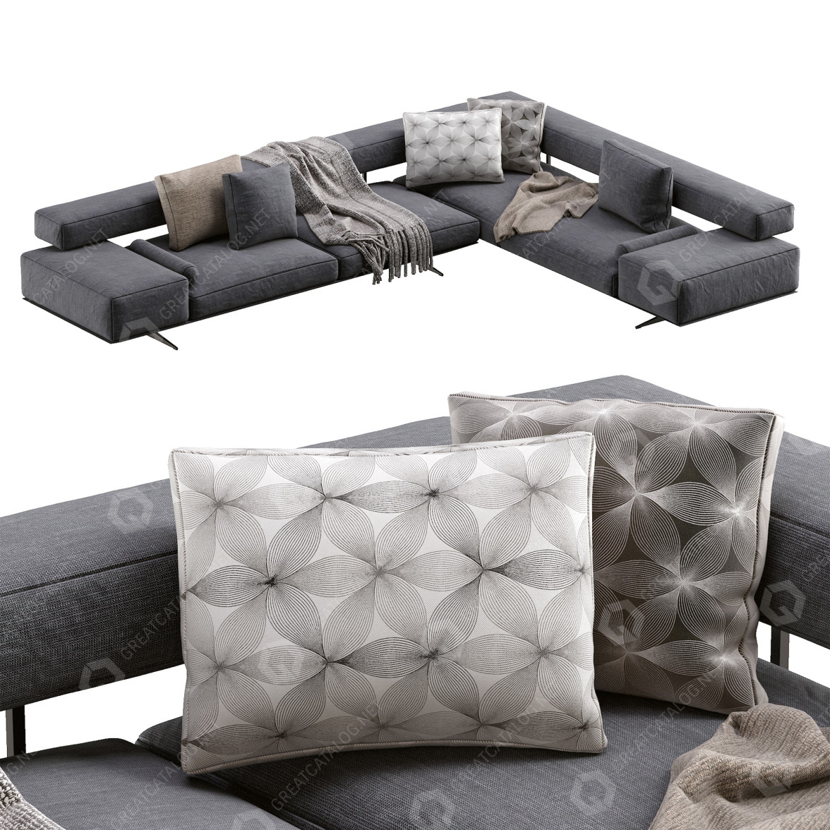 Sofa Flexform Wing Grey 3D model - GreatCatalog 15249
