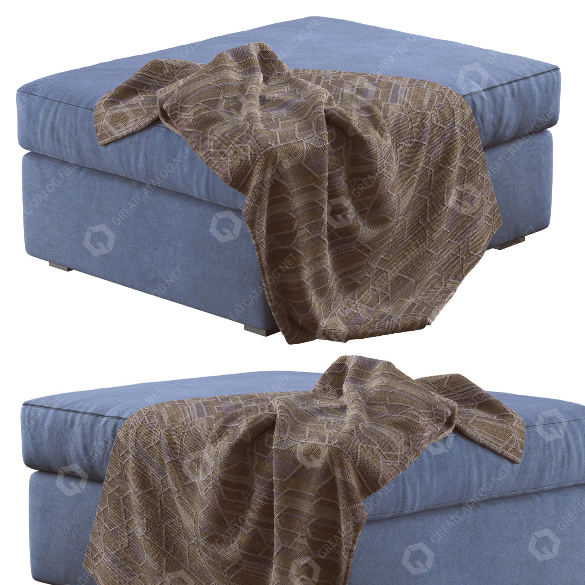 Ottoman IKEA Kivik Blue 3d model for download ⚡ free and paid version ...