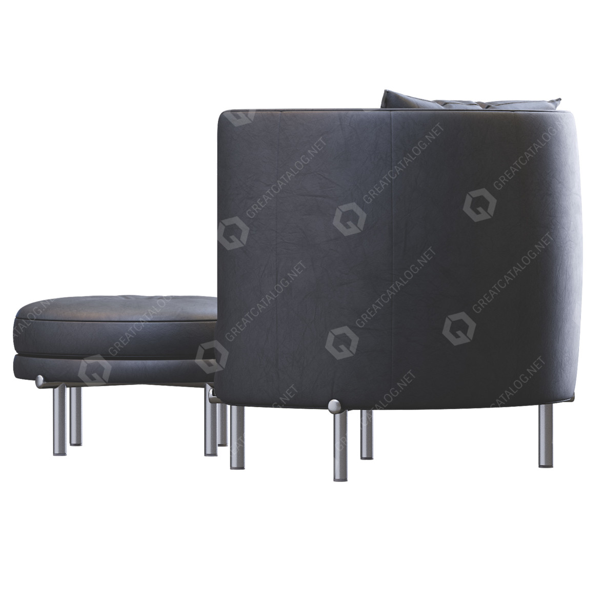 Armchair and Ottoman Minotti Torii Leather 3D model #15931 | GreatCatalog