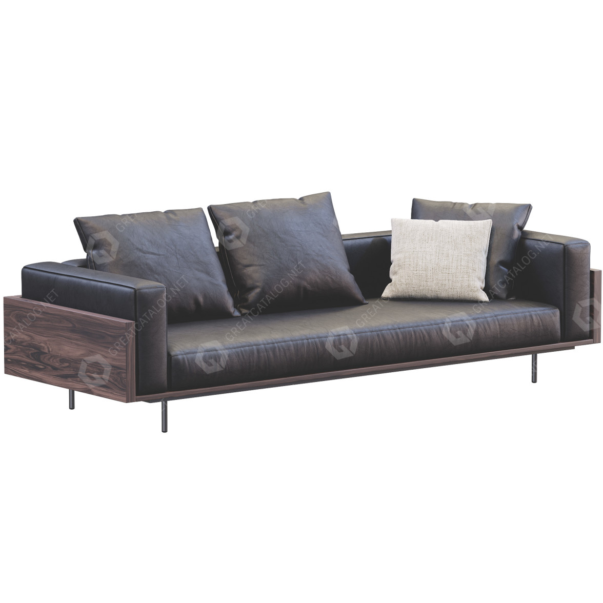 Sofa Minotti Brasilia Leather Black 3D model - GreatCatalog 16370