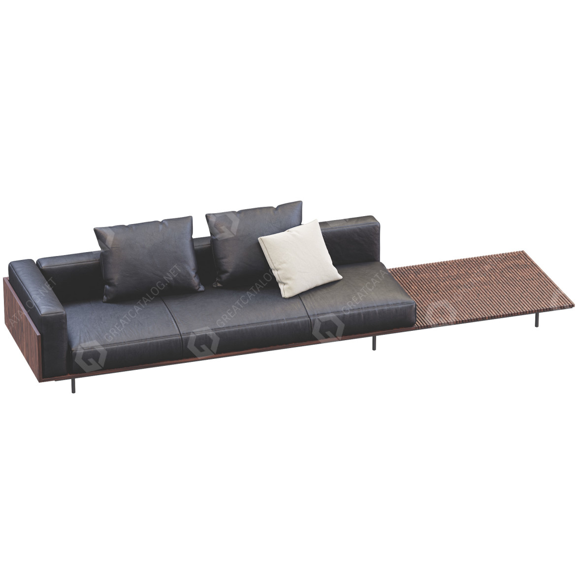 Sofa Minotti Brasilia Leather Black and Brown 3D model - GreatCatalog 16372