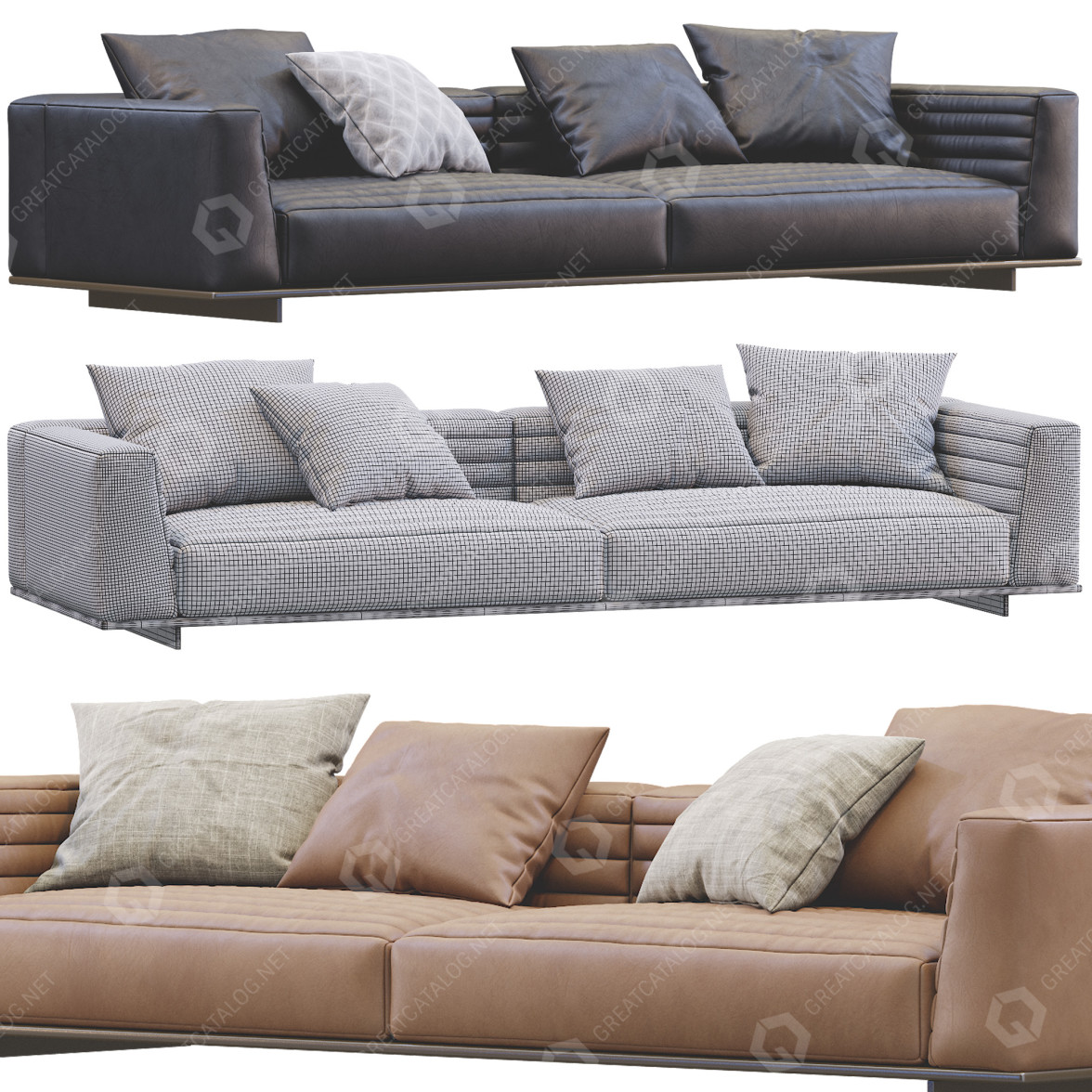 Sofa Minotti Roger 3D model・Download 3D models・Great Catalog ...