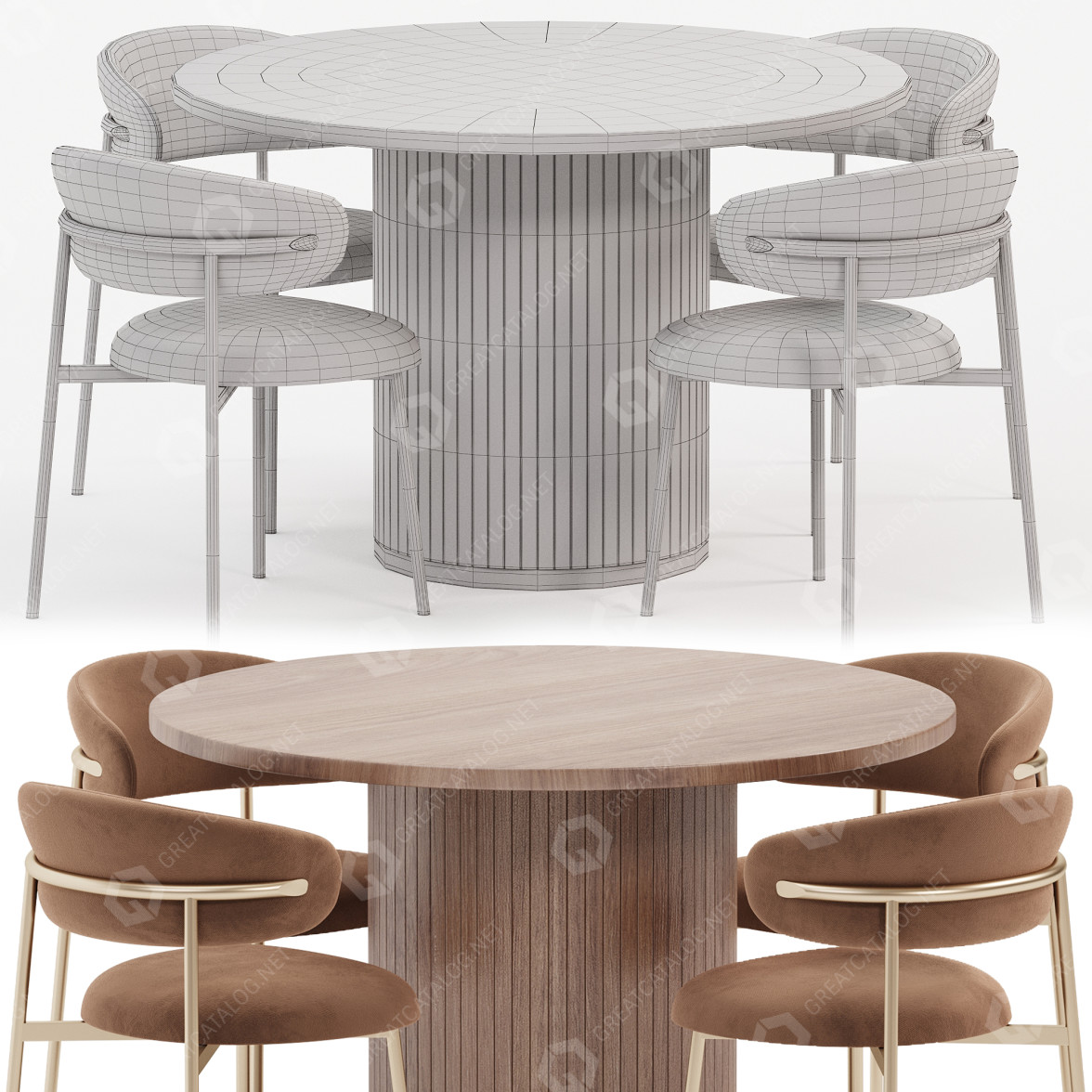 Table and Chairs TOV Furniture Dining Set 11 3D model - GreatCatalog 16657