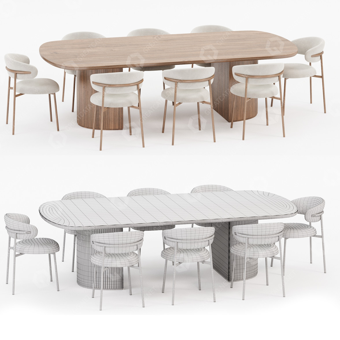 Table and Chairs Gubi Dining Set 05 3D model - GreatCatalog 16694