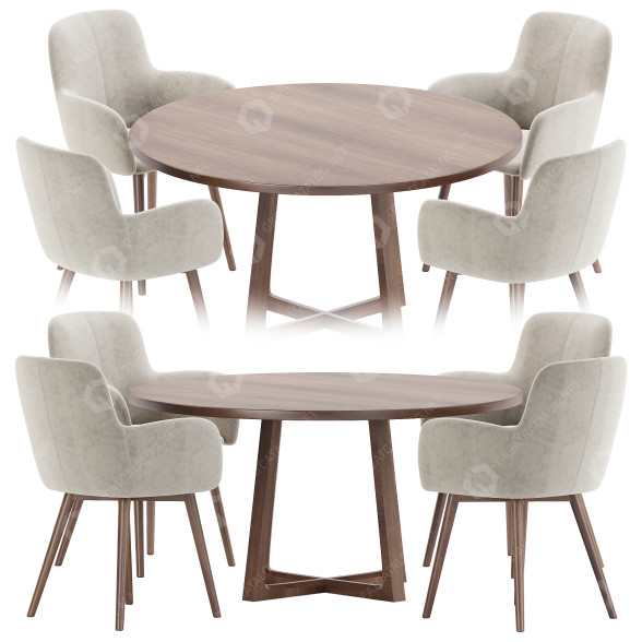 Mesa y sillas Poliform Dining Set 22 Modelo 3D - GreatCatalog 16830