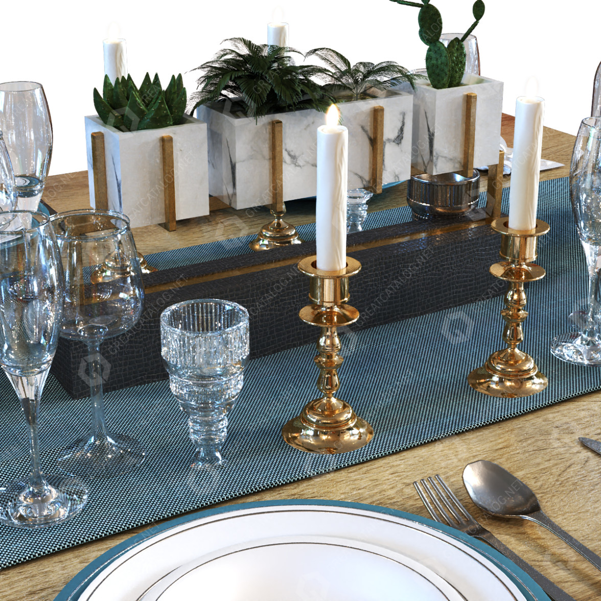 Served Table Dining Table Set 016 3D model - GreatCatalog 16968