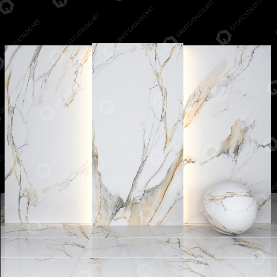 Tile Atlantis Gold Marble 3D model - GreatCatalog 17641