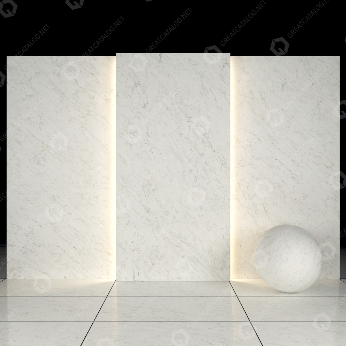 Tile Carrara White Marble 02 3D model - GreatCatalog 18531