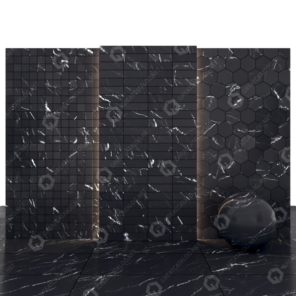 Tile Black Moonlight Marble 01 3D model - GreatCatalog 18954