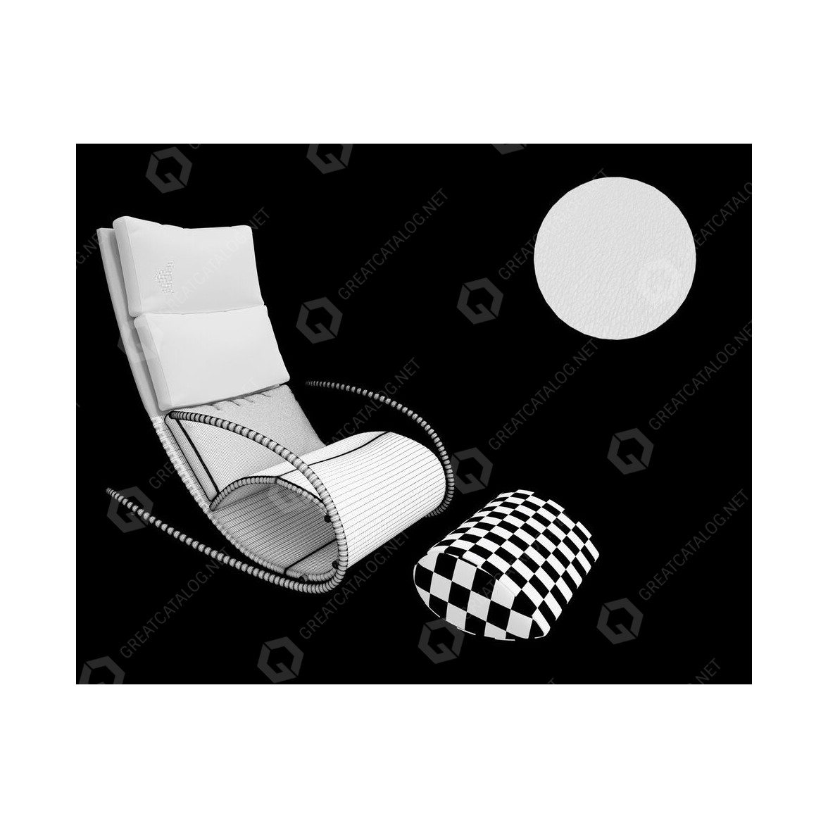 Armchair and Ottoman Sagamy White 3D model・Download 3D models