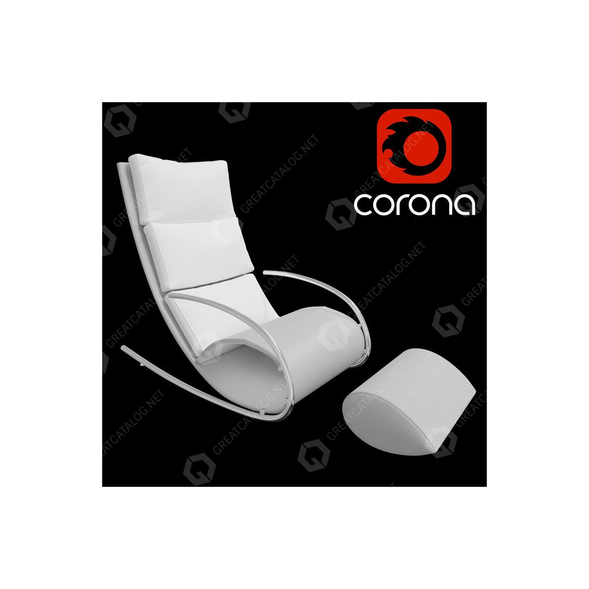 Armchair and Ottoman Sagamy White 3D model・Download 3D models