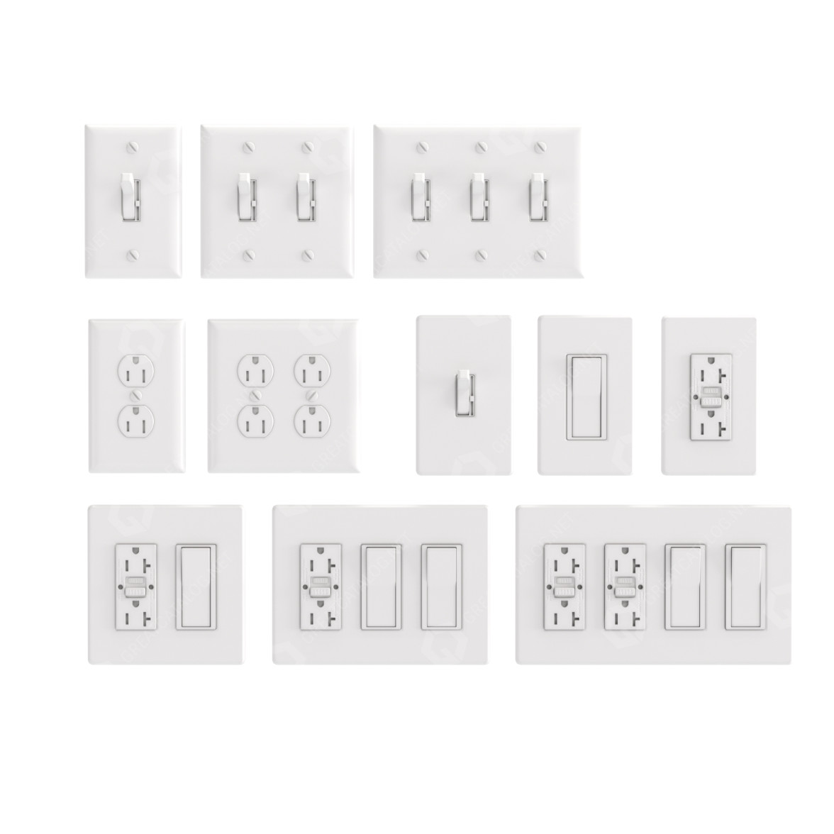 Sockets and Switches USA Standart Socket Set 3D model - GreatCatalog 2060