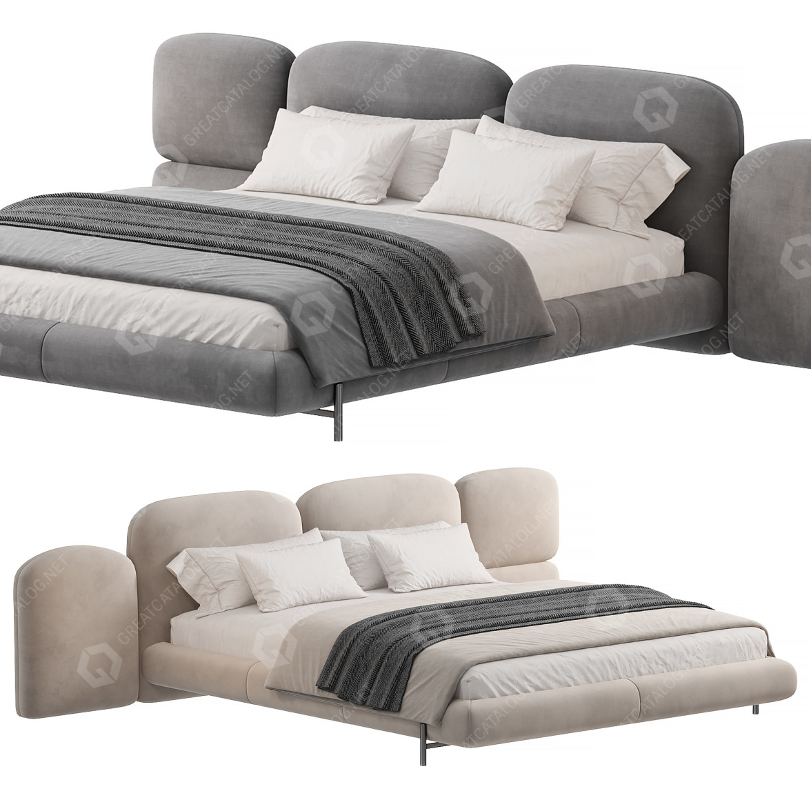 Bed Baxter Stone 3D model・Download 3D models・Great Catalog - GreatCatalog 20517