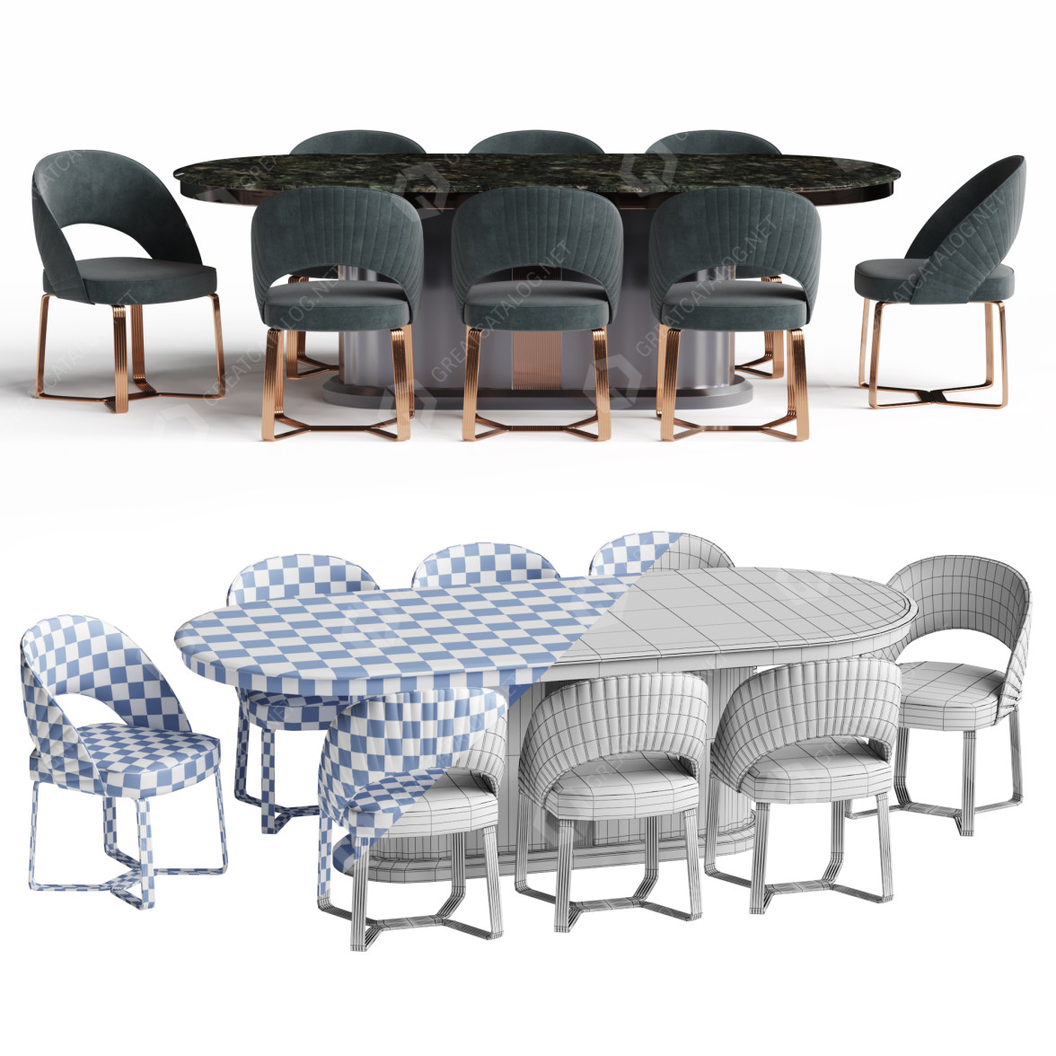 Table and Chairs Elve Luxury Etra Dining Room Set 3D model - GreatCatalog 21920