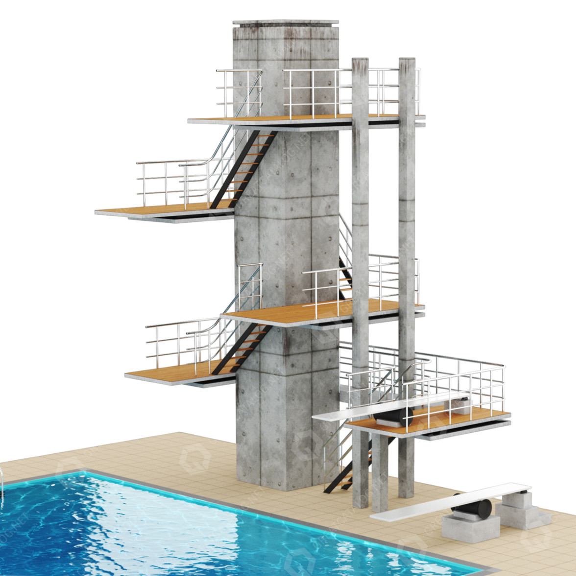 Swimming Pool With Springboard 3D model - GreatCatalog 22911