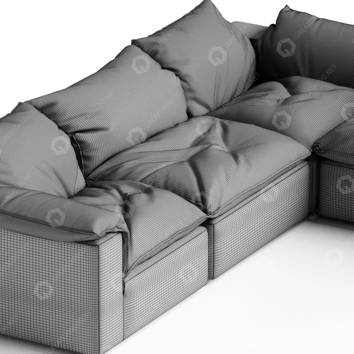 Sofa RH Cloud Modular Fabric Assembly 3D model