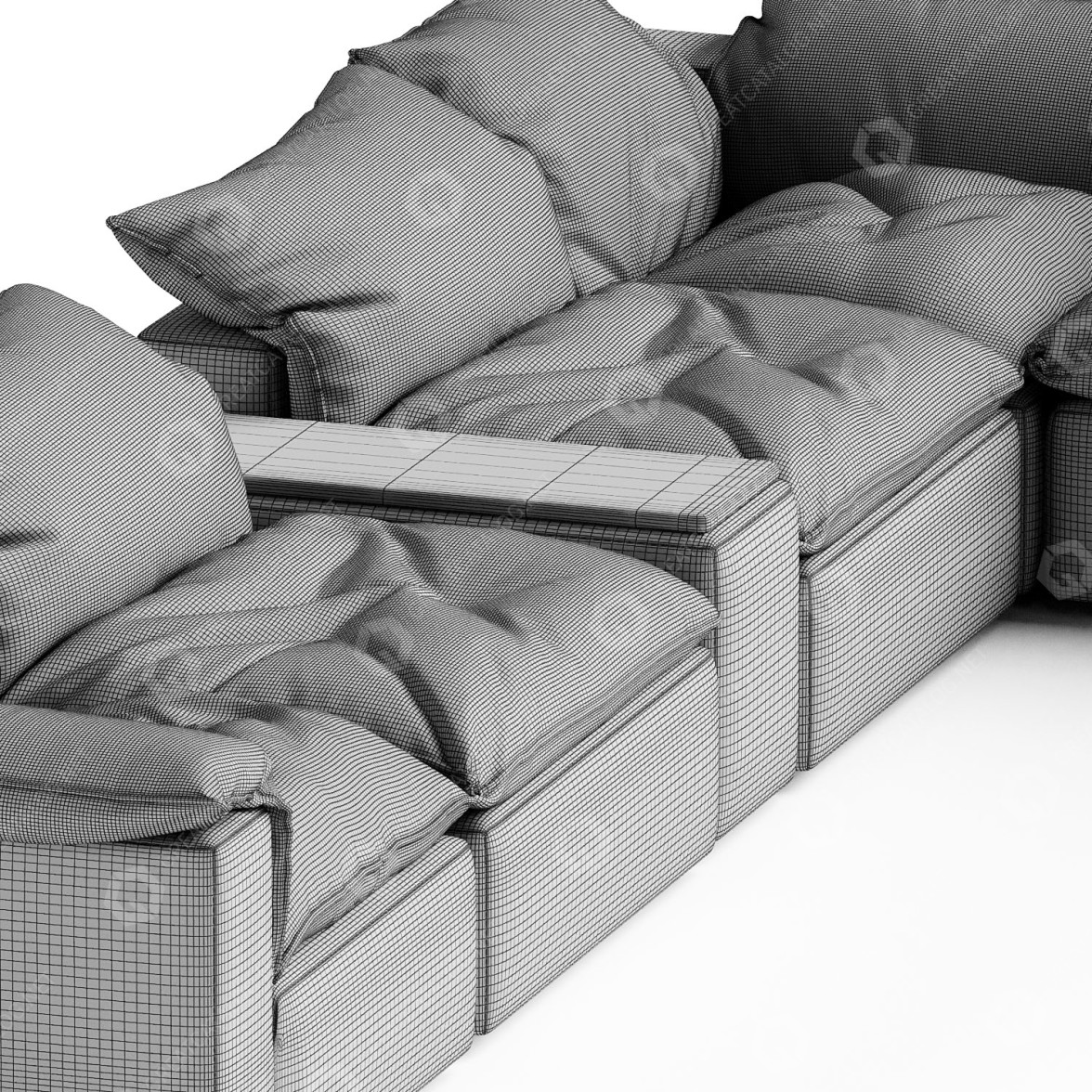 Sofa Restoration Hardware Cloud Modular Fabric Assembly 3D model ...