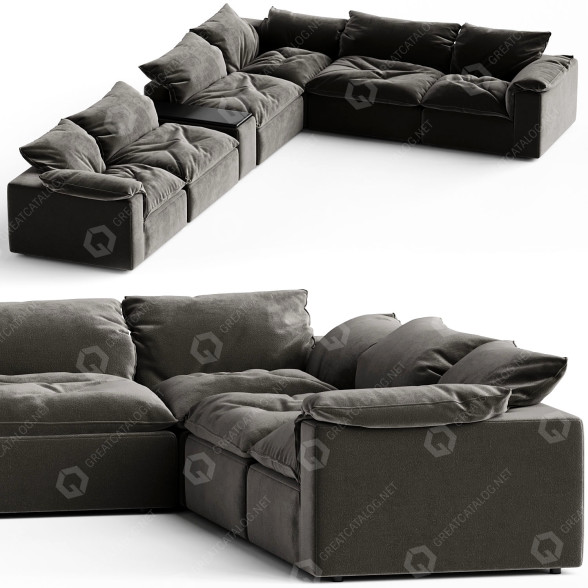 Sofa Restoration Hardware Cloud Modular Fabric Assembly 3D model ...