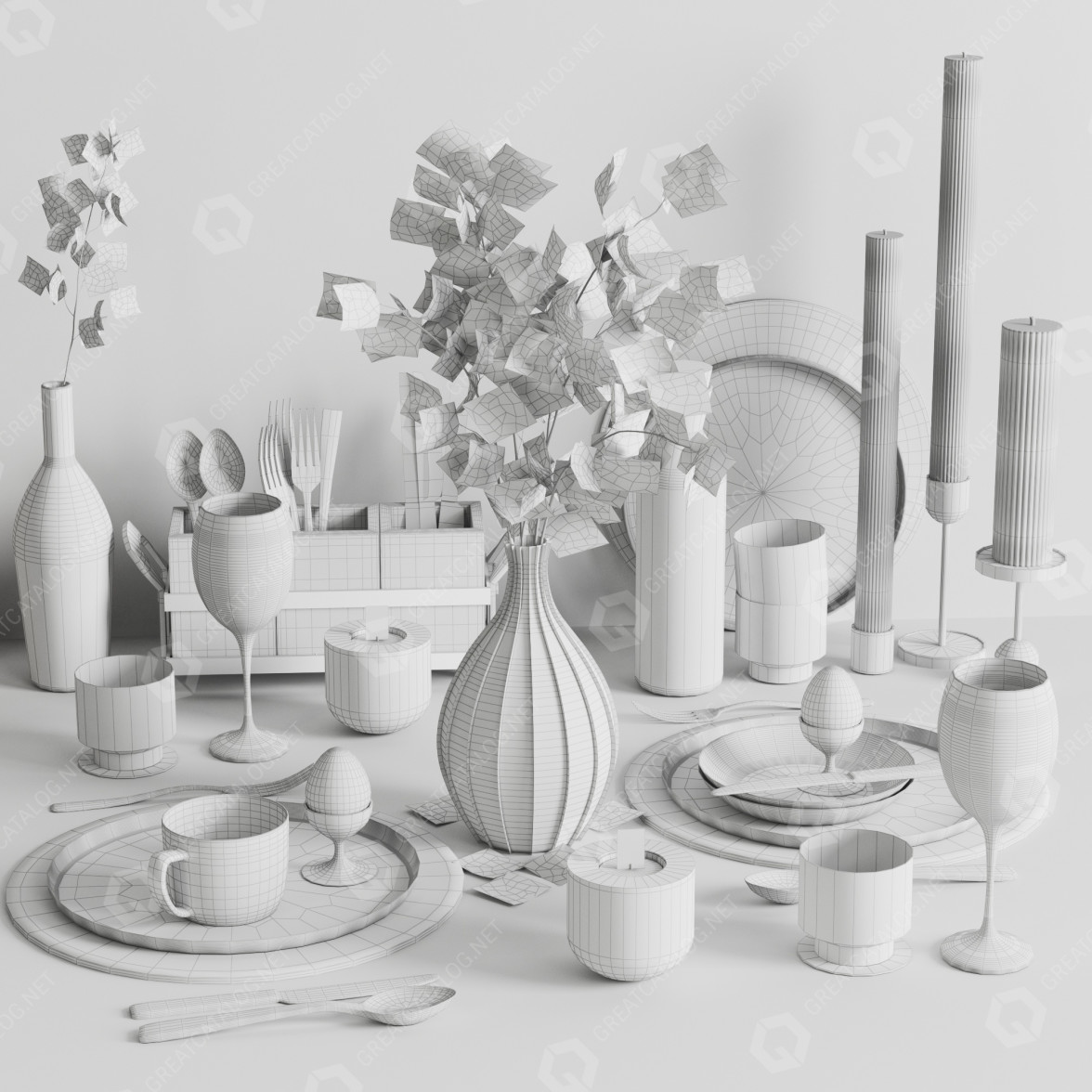 Served Table Set 001 3D model - GreatCatalog 25301