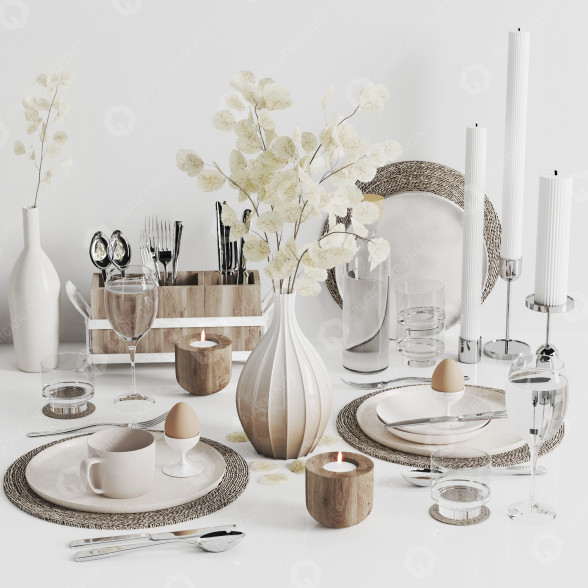 Served Table Set 001 3D model - GreatCatalog 25301