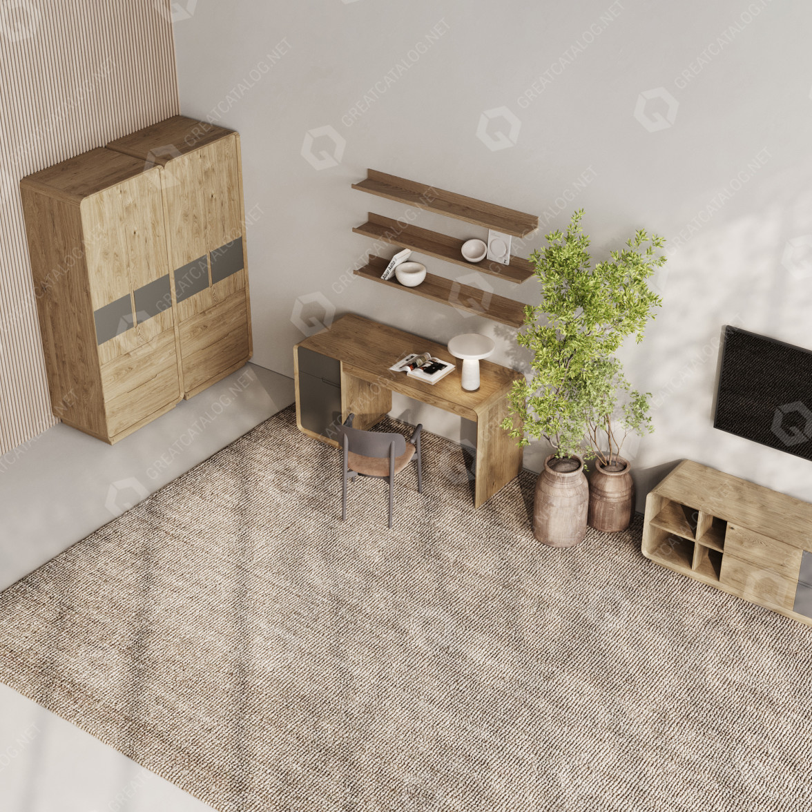 Wardrobe, TV Stand and Desk Roman Amanda Set 3D model - GreatCatalog 26354