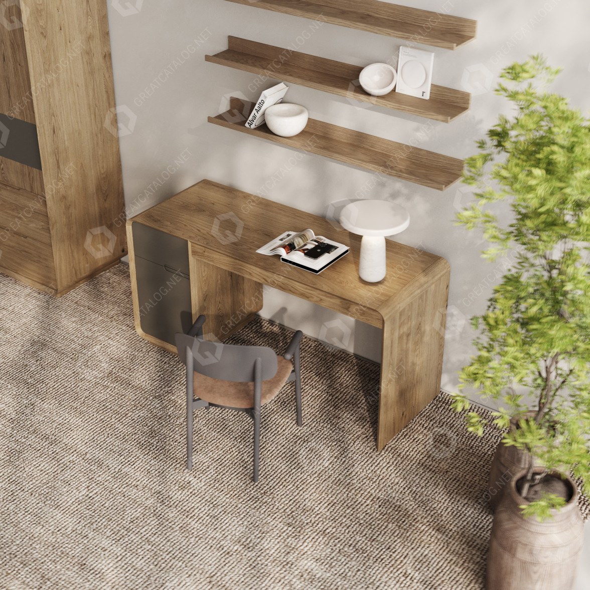 Wardrobe, TV Stand and Desk Roman Amanda Set 3D model - GreatCatalog 26354