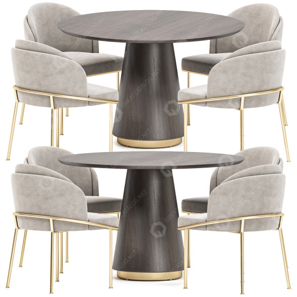 Table and Chairs Danetti Dining Set 41 Nolan and Angelo 3D model - GreatCatalog 26522