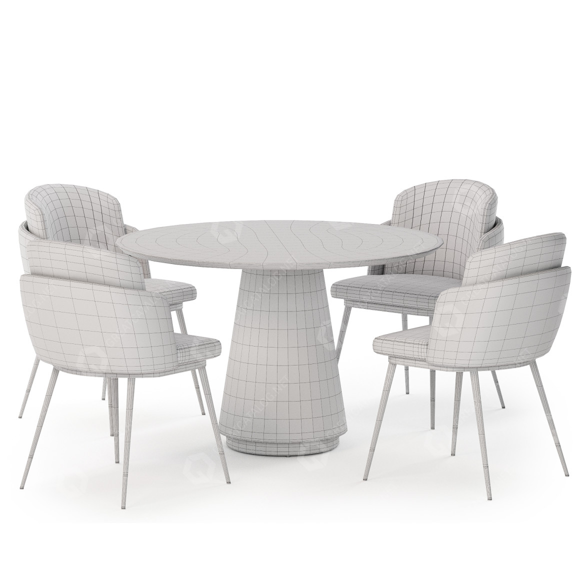 Table and Chairs Kare Hojas Dining Set 48 3D model - GreatCatalog 26530