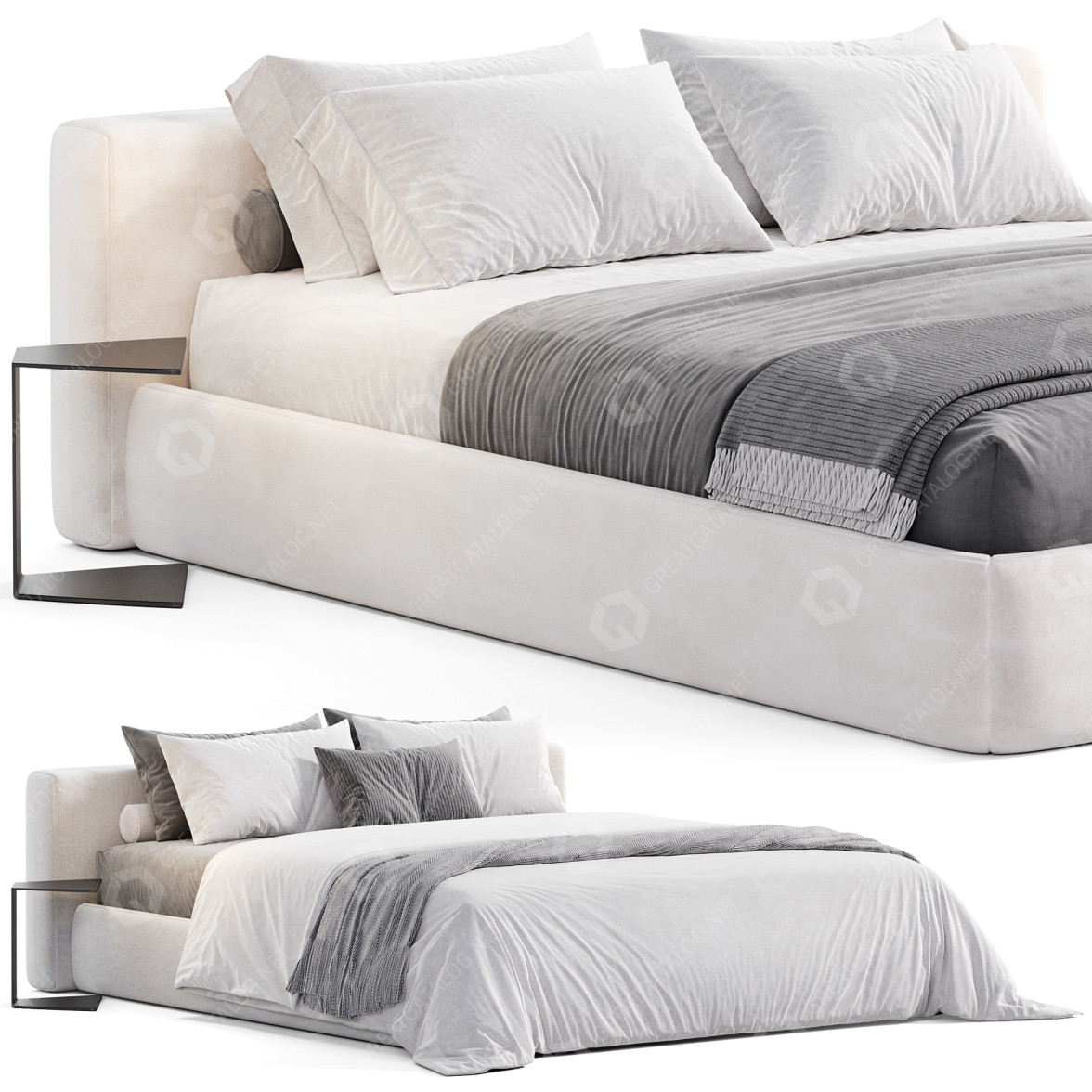 Bed and Bedside Tables Flexform Groundpiece 3D model - GreatCatalog 27228