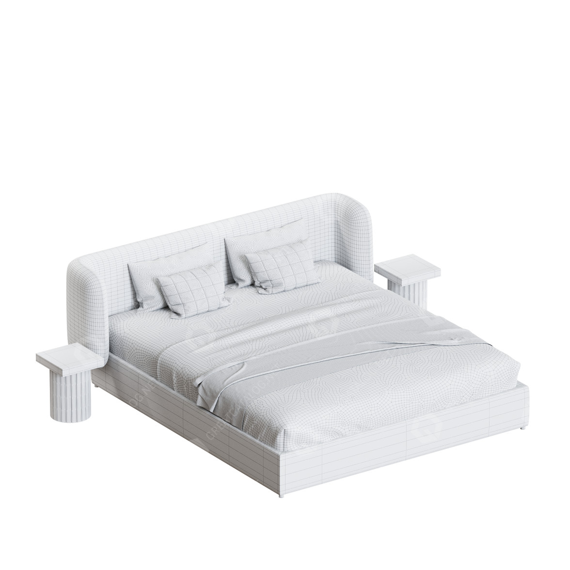 Bed and Bedside Tables Group by Philippe Malouin SCP 3D model