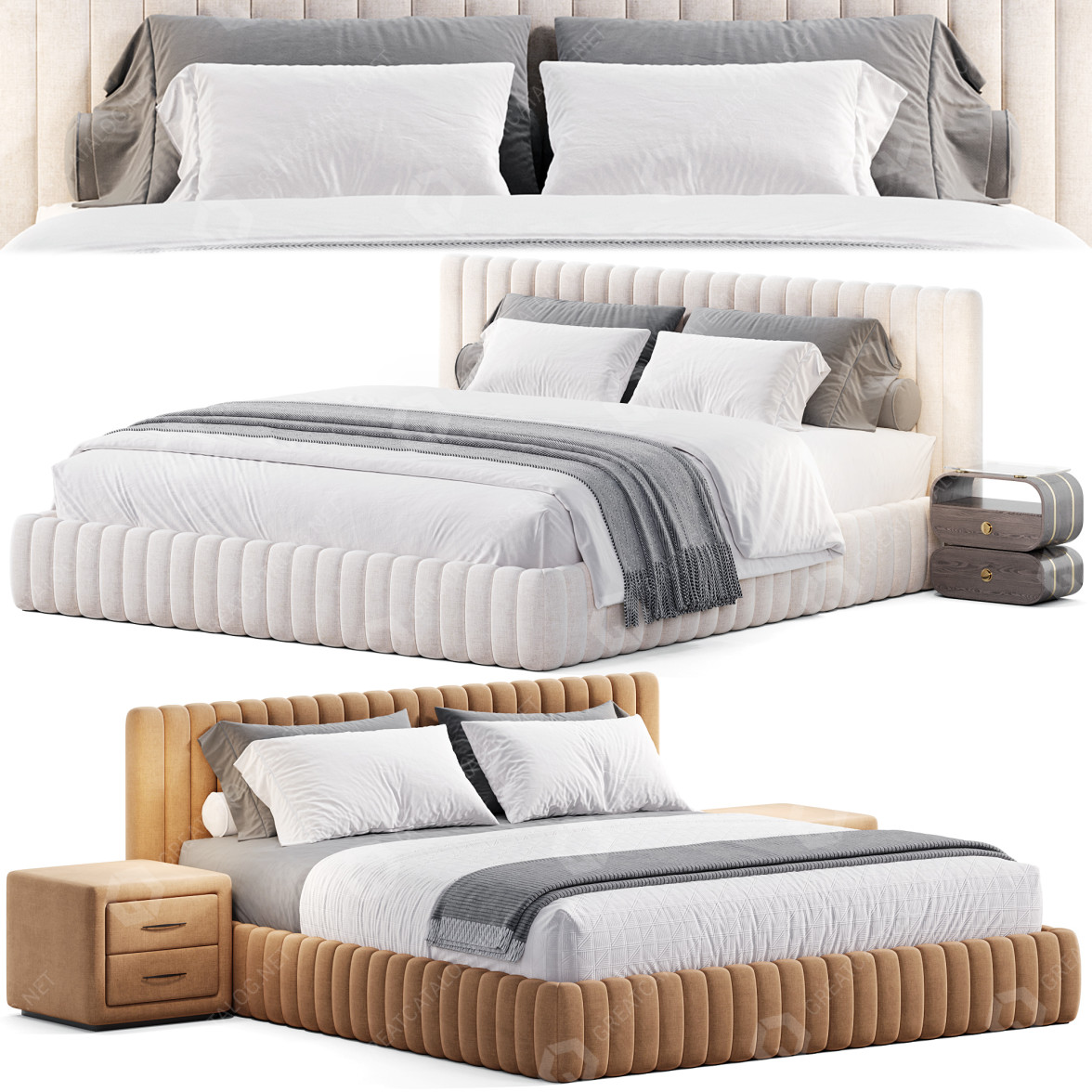 Bed and Bedside Tables Nick by Samoa 3D model - GreatCatalog 28511
