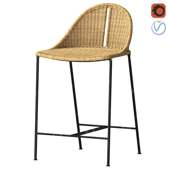 Bar Stool CB2 Cesta 3D model - GreatCatalog 29477