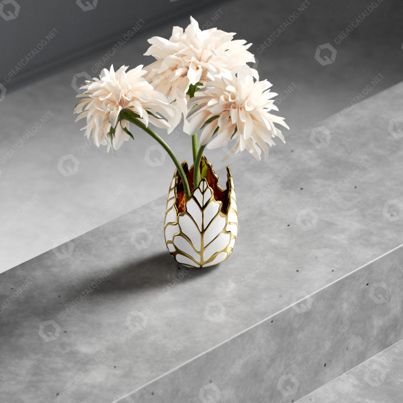 Bouquet Big Flowers in Vase 3D model - GreatCatalog 3056