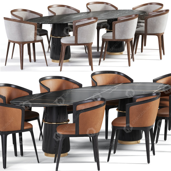 Table and Chairs Casa Mobilya Adria and Agra 3D model - GreatCatalog 29881