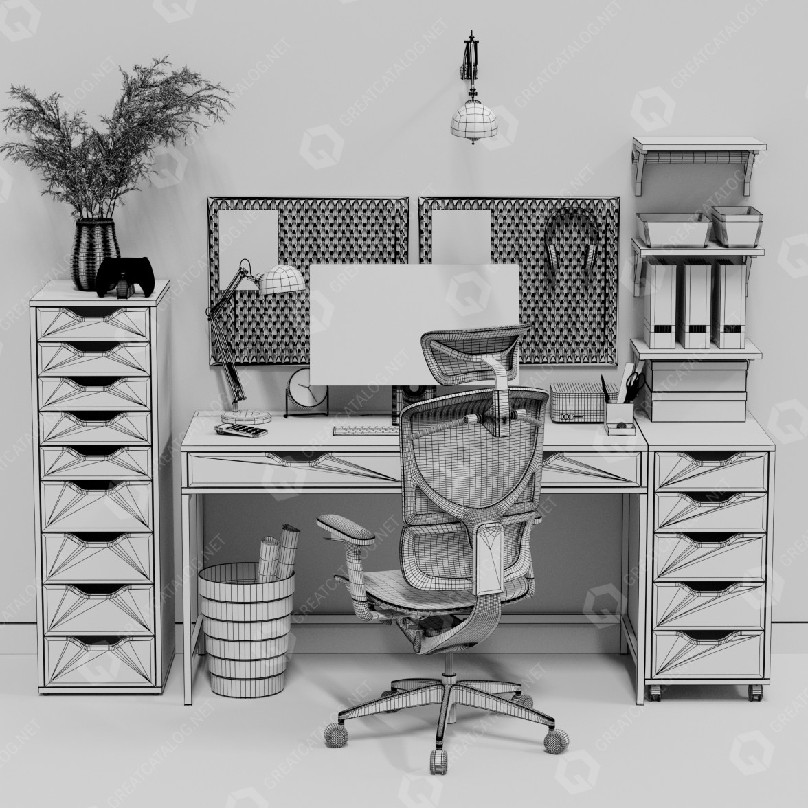 Workspace IKEA Alex 3D model - GreatCatalog 29935