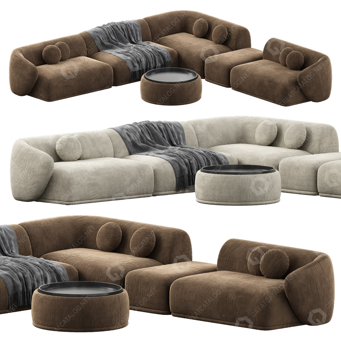 Sofa and Coffee Table Meridiani Rene Set 6 3D model - GreatCatalog 29955