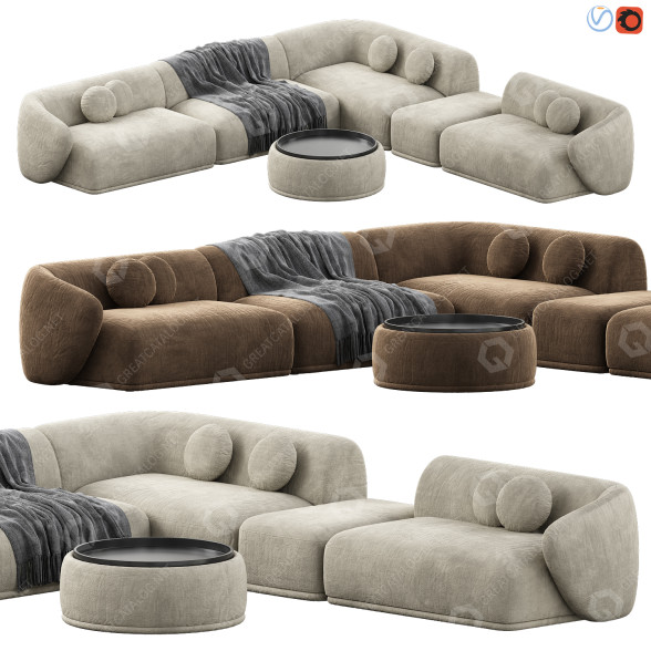 Sofa and Coffee Table Meridiani Rene Set 6 3D model - GreatCatalog 29955