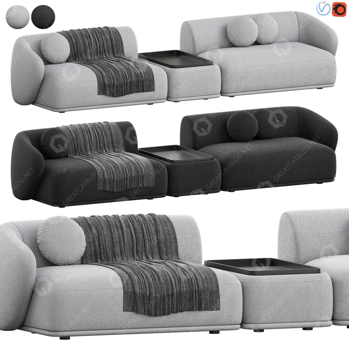 Sofa Meridiani Rene Set 3 3D model - GreatCatalog 30113